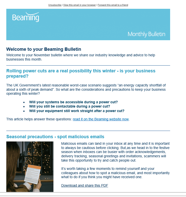Subscribe to the Beaming Bulletin - Beaming