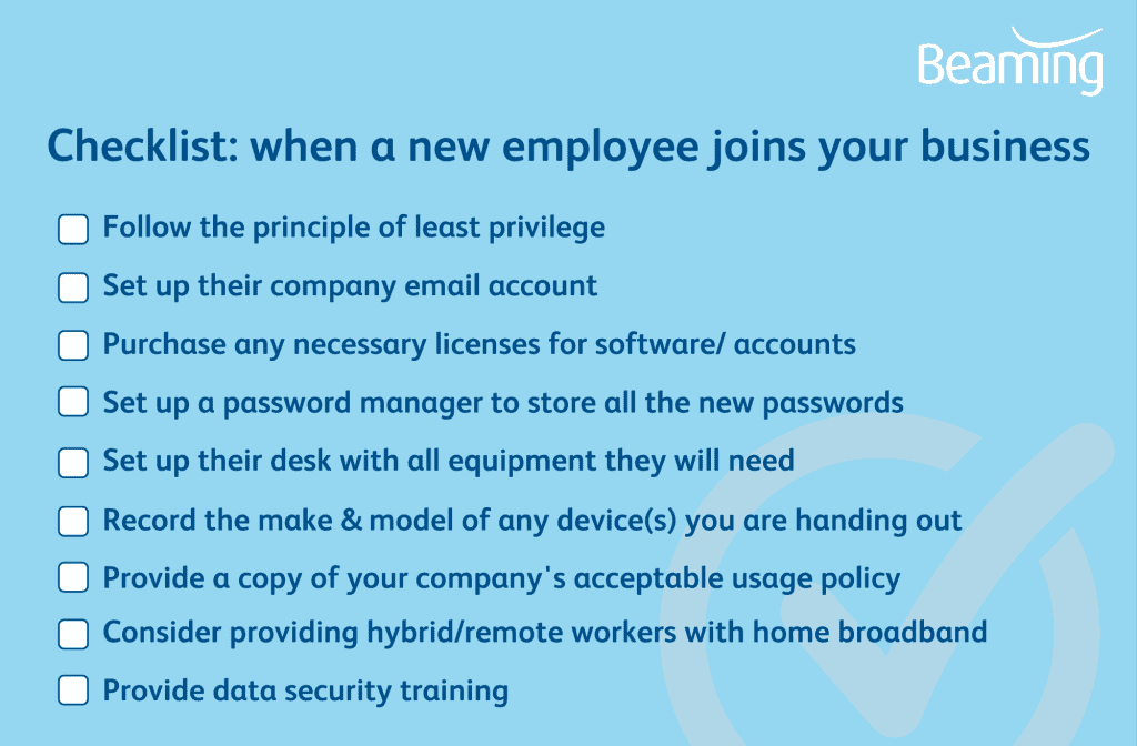 IT checklist for new employees - Beaming