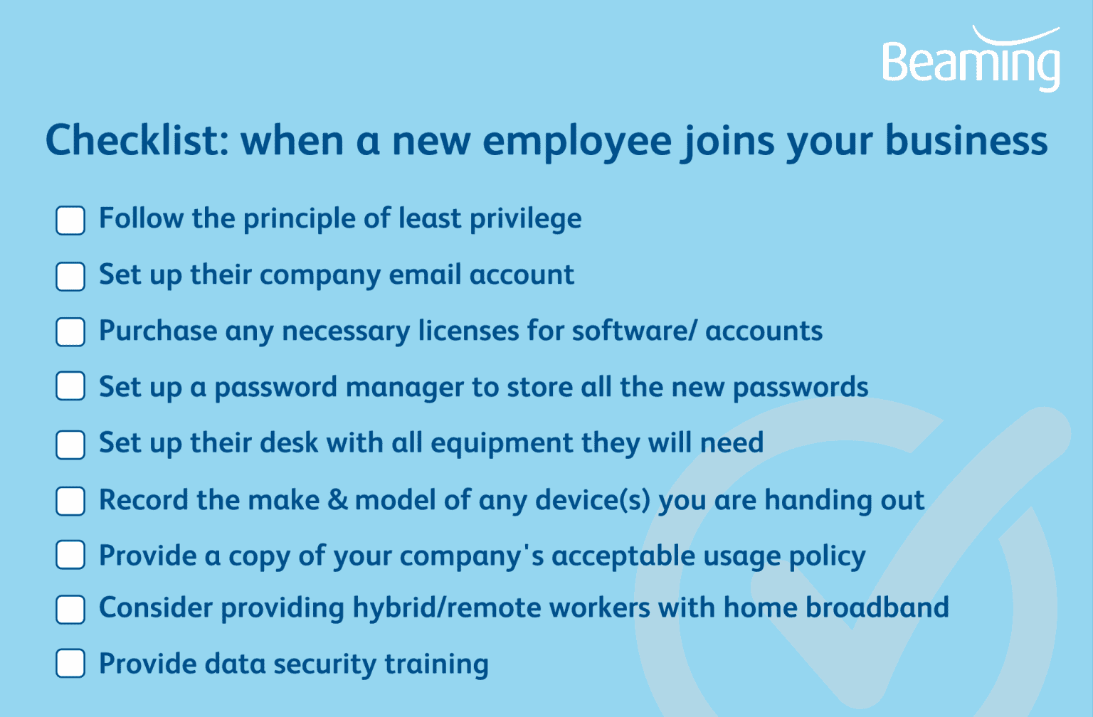 IT checklist for new employees - Beaming
